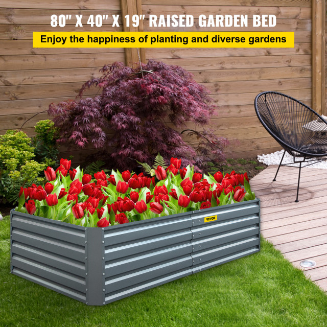 Vevor Metal Raised Vegetable Garden Bed Elevated Planter Kit, 80x40x19 ...