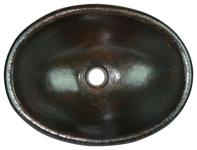 Oval 16" Top Mount Hand Made Copper Sink - Mediterranean - Bar Sinks ...