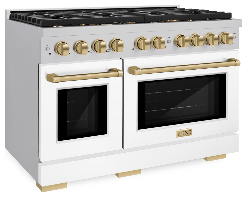 ZLINE 48" Gas Range, Stainless With White Matte SGRZ-WM-48-CB ...
