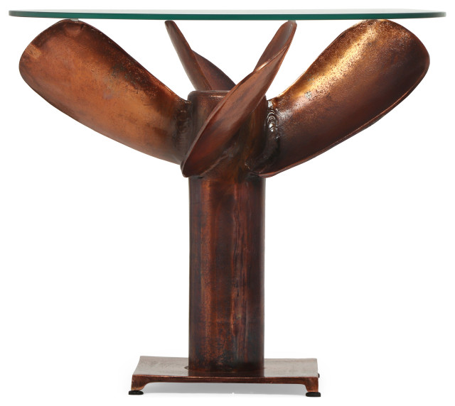 Pondera Boho Glam Handcrafted Aluminum Glass Top Propeller Side Table ...