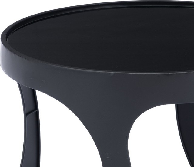 Modern Contemporary Accent Side End Table Console, Black, Glass Steel ...