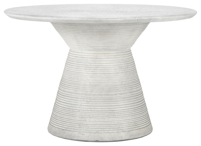 Fern 47" Outdoor Round Dining Table, White - Farmhouse - Outdoor Dining ...