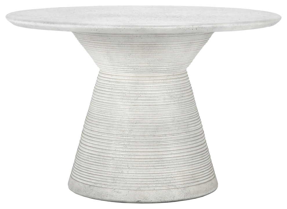 Fern 47" Outdoor Round Dining Table, White - Farmhouse - Outdoor Dining ...