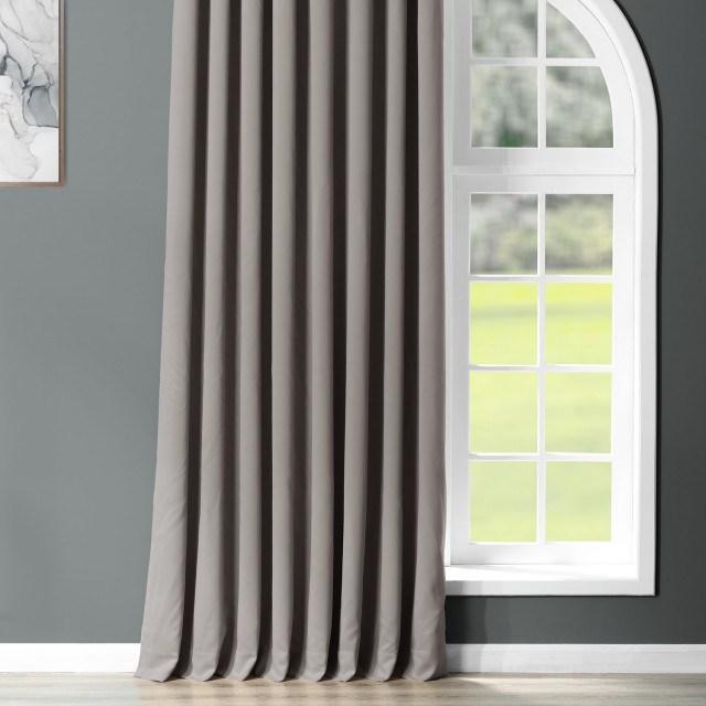 Neutral Gray Grommet Doublewide Room Darkening Curtain Single Panel ...