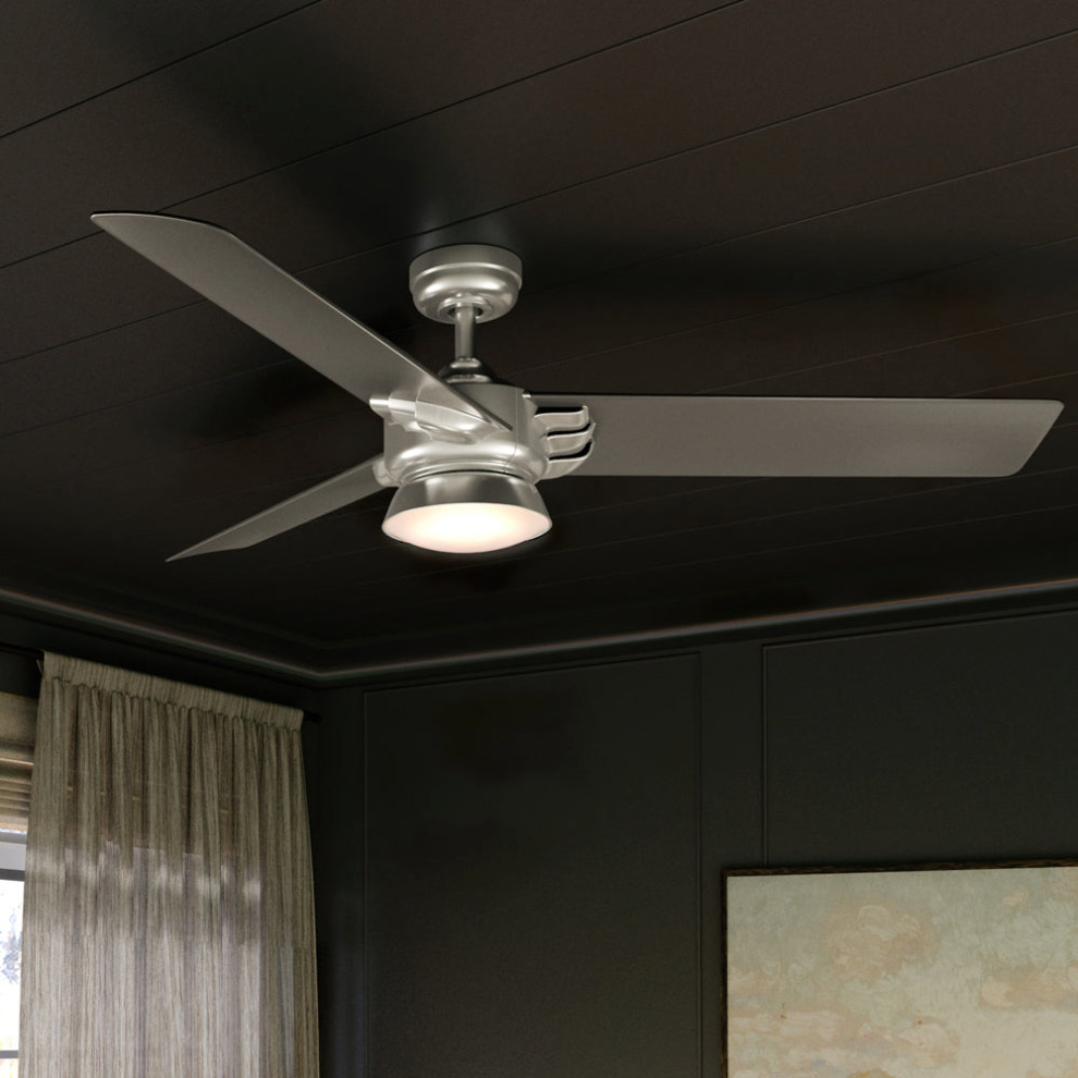 Luxury Contemporary Ceiling Fan, Hand-Painted Silver - Transitional ...