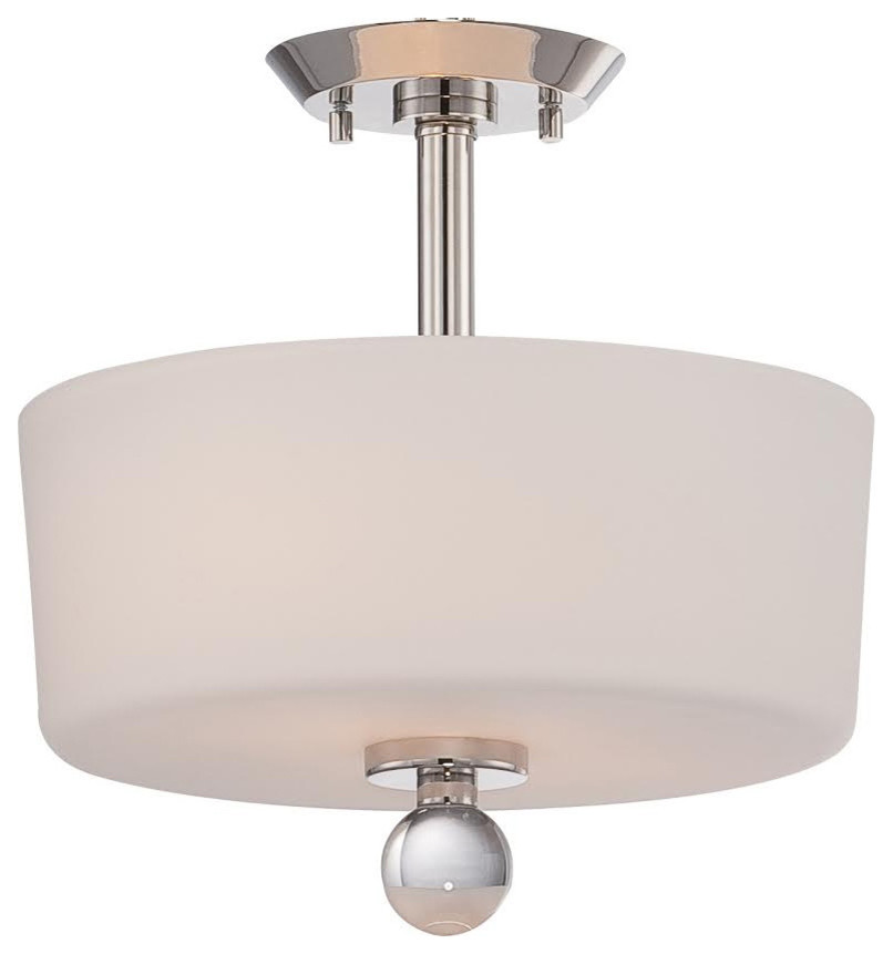 Connie - 2 Light Semi Flush w/ Satin White Glass - Flush-mount Ceiling ...