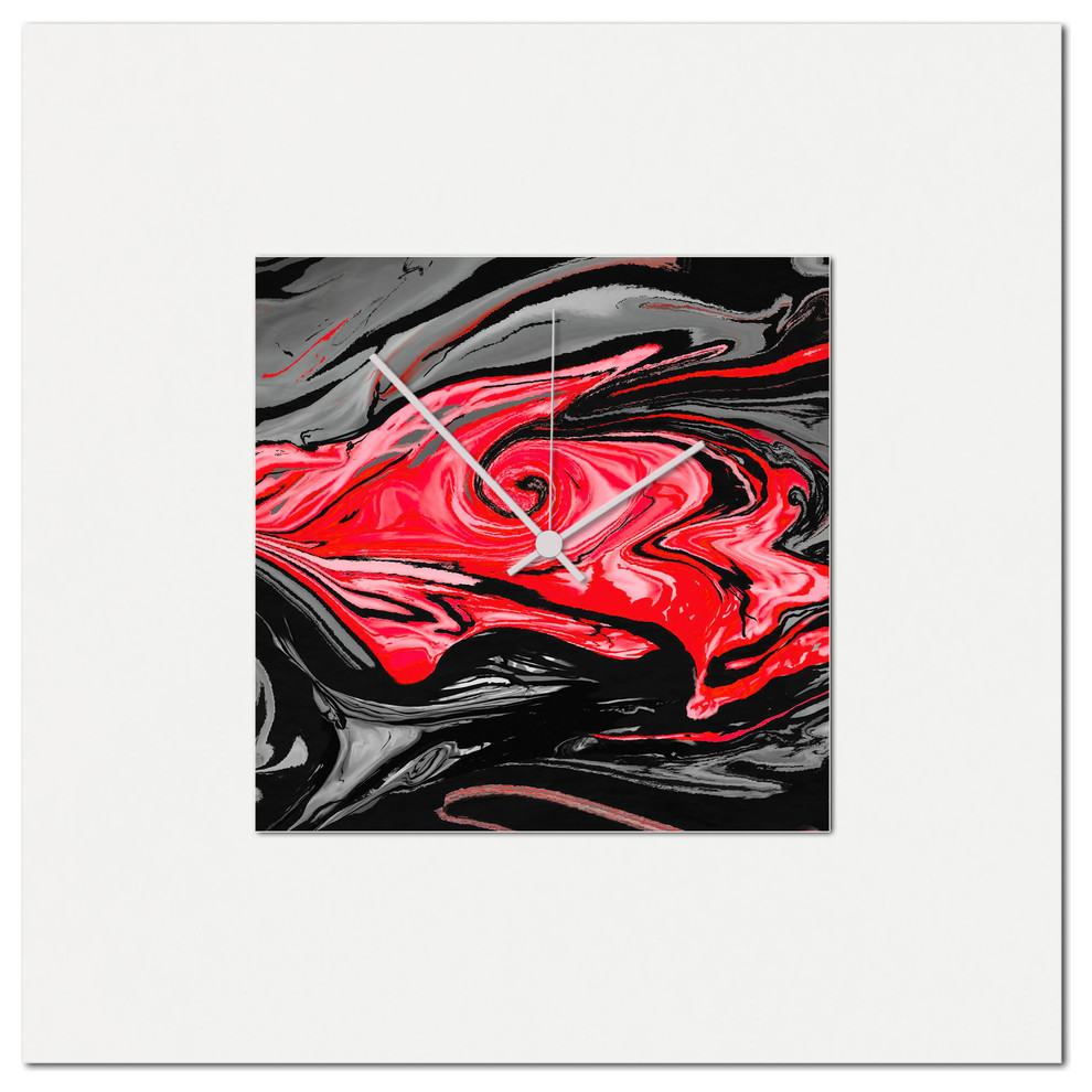 Red Swirl Clock Multimedia Abstract Wall Decor, Artistic Clocks ...