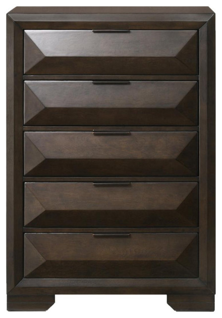 Vertical Dresser, Geometric Accented Drawer With Dark Toned Hardware ...