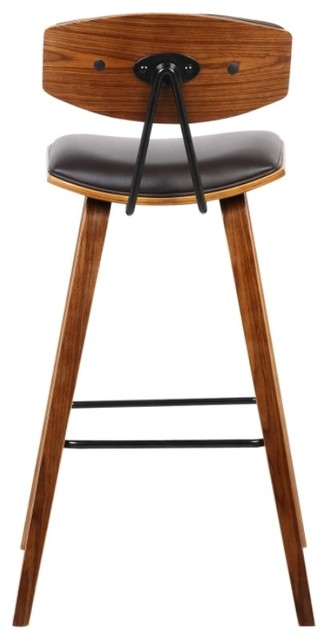 Fox Counter Height Barstool, Brown Faux Leather With Walnut Wood, 26 ...