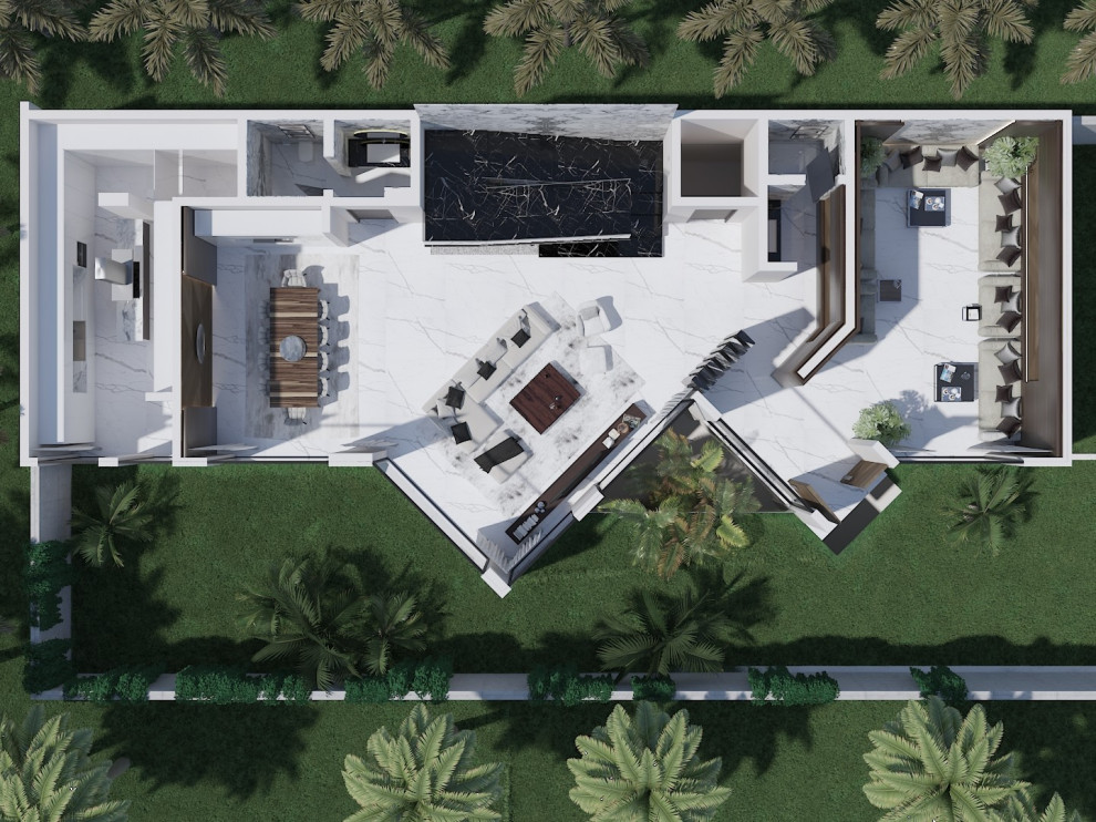 Top layout view of modern villa interior design in Saudi Arabia, near ...