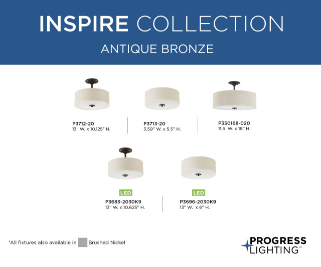 Progress Lighting P3683-LED Inspire Light 13"W Integrated LED ...