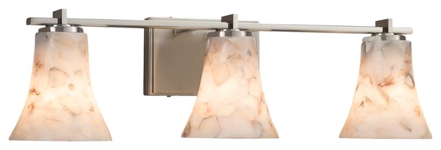 Justice Designs Alabaster Rocks Era 3-LT Bath Bar - Brushed Nickel ...