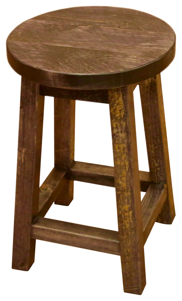 Barnwood Style Timber Peg Barstool, Counter Height - Farmhouse - Bar ...