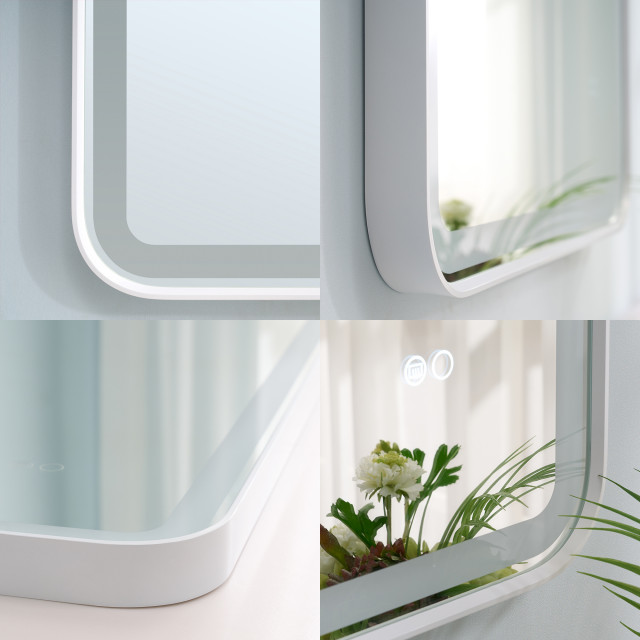 Soft Corners LED Bath Mirror with Lights, Defogger, Dimmer, 24"x32 ...