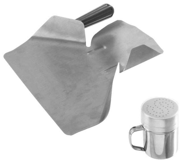 Popcorn Scoop and Seasoning Shaker Set 2-Piece Stainless-Steel Serving ...