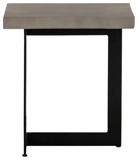 Limari Home Sharon Square Modern Concrete & Metal End Table in Gray ...