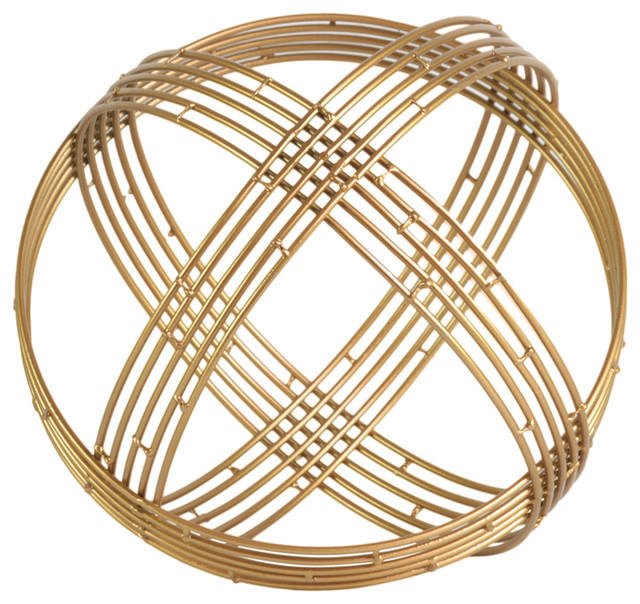 Metal Spherical Orb Decor with 10 Circles, Gold - Contemporary ...
