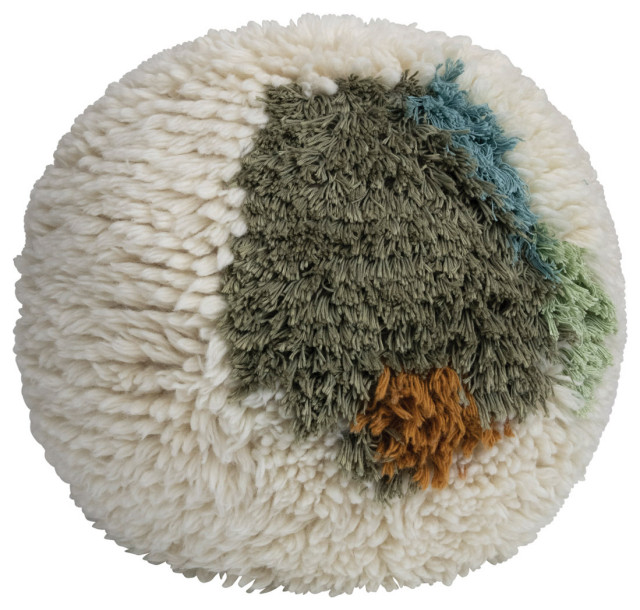 Wool Shag Pouf With Abstract Design - Contemporary - Floor Pillows And ...
