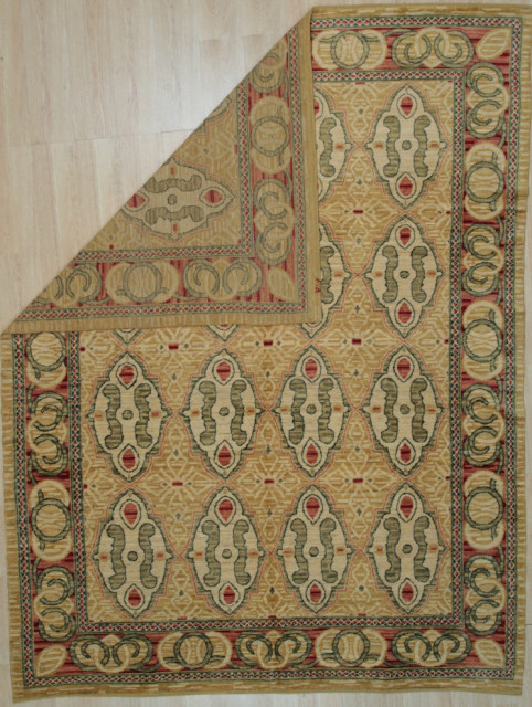 Handwoven Wool Beige Transitional Floral Spanish Style Rug., 8'x10'1 ...