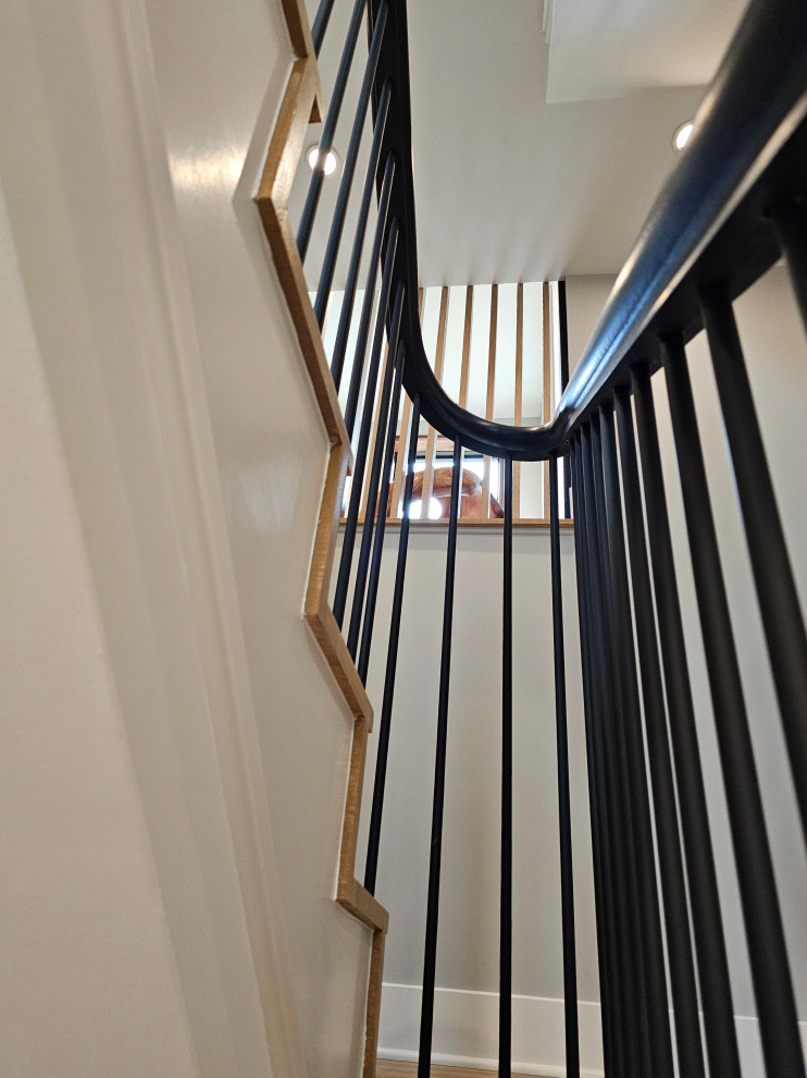 115_Stunning Continuous Rail System on 3 Story Floating Stairs ...