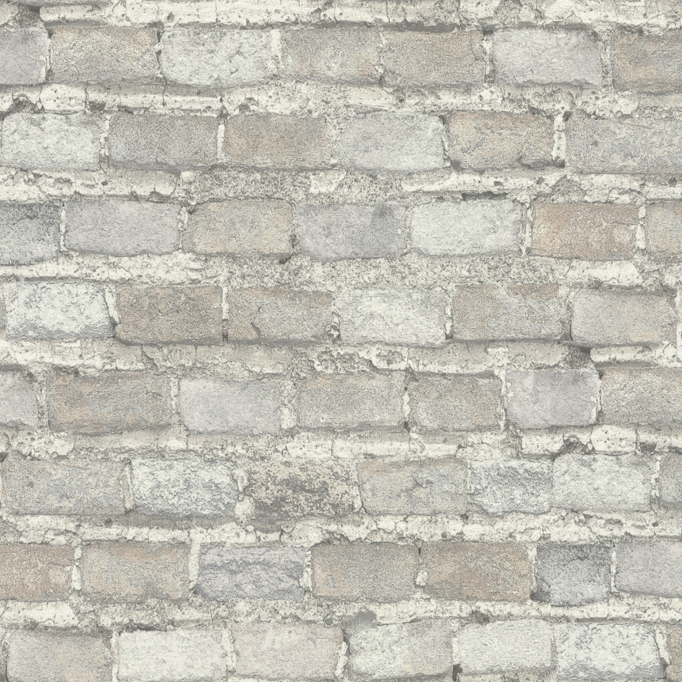 Lennox Off-White Brick Wallpaper, Swatch - Farmhouse - Wallpaper - by ...