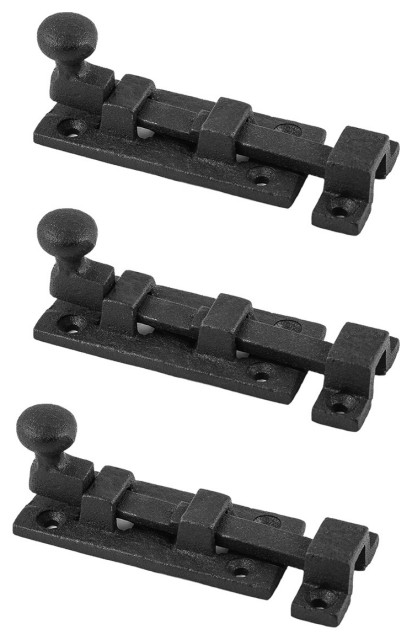 Black Wrought Iron Slide Bolt 3.5" Wide Rustproof Finish Door Bolt ...