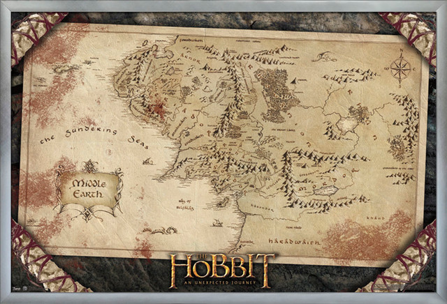 24x36 The Hobbit Map Poster, 25.8"x37.8"x1" - Contemporary - Prints And ...