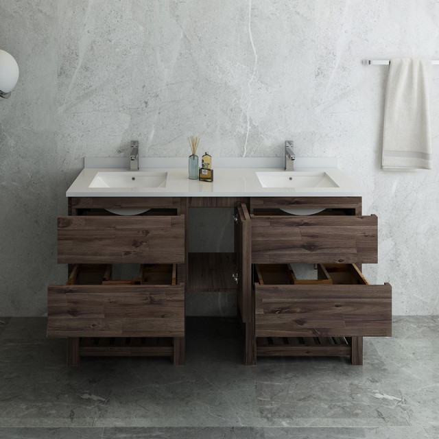 Formosa Floor Standing Open Bottom Double Sink Bathroom Cabinet With ...