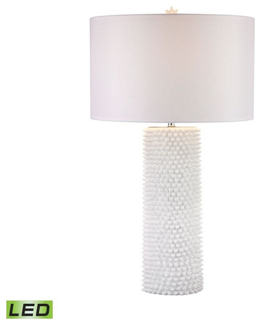 1 Light Contemporary LED Table Lamp Cylindrical Textured White Base and ...