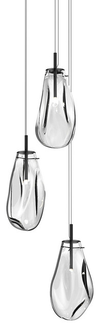 Large 3-Light Round LED Pendant, Satin Black - Contemporary - Pendant ...