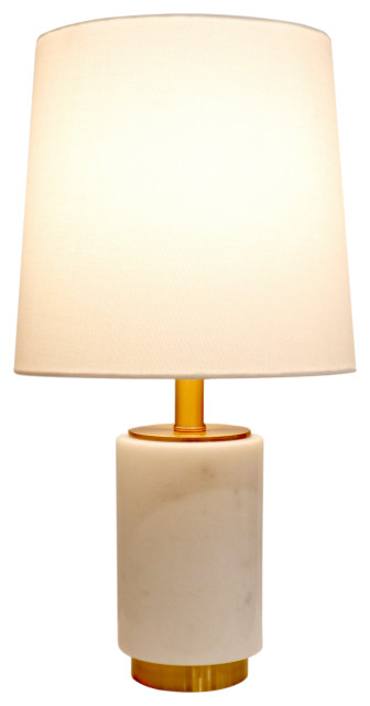 Modern Marble Pillar Leon Table Lamp with Light E27 Bulb, White & Gold ...