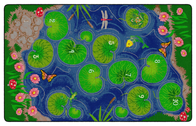 Flagship Carpets FE138-44A 7'6"x12' Hopscotch Pond Educational Rug ...