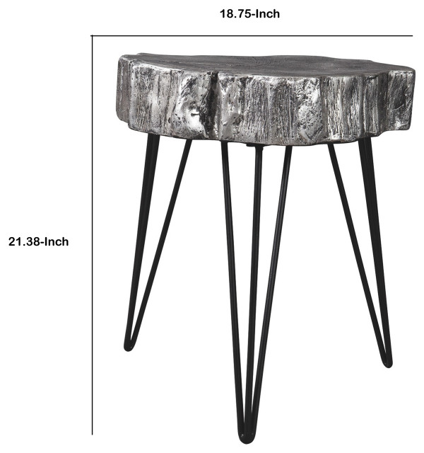 Benzara BM231914 Metal Hairpin Leg Accent Table With Magnesium Oxide ...