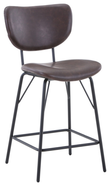 Modern Faux Leather Split-Back Upholstered Counter Height Barstool, Set ...