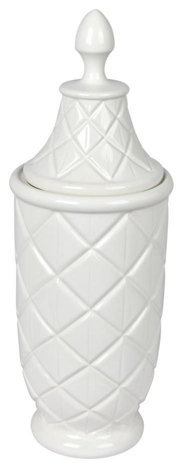 Vickerman White Ceramic Container with Lid, 18.5" - Traditional ...
