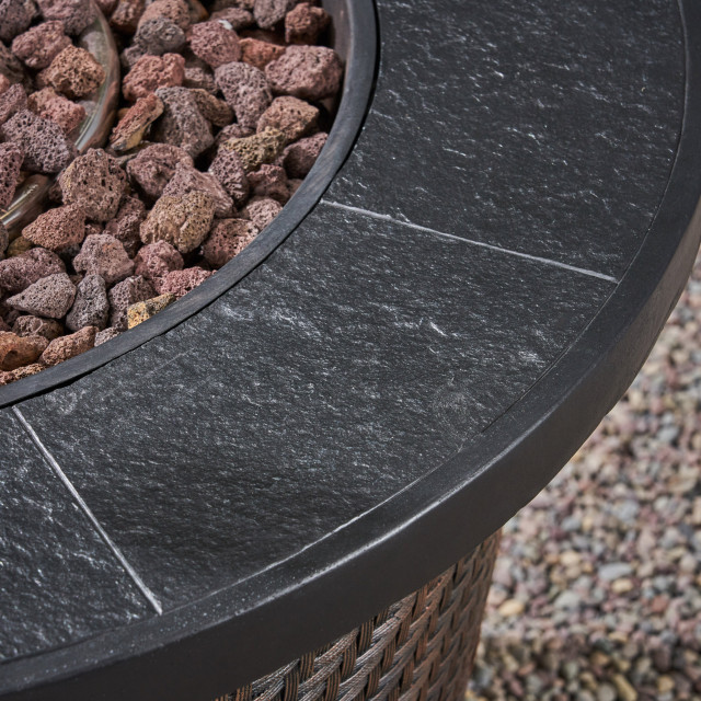 GDF Studio Elizabeth Outdoor 32" Circular 40,000 BTU Concrete Fire Pit ...