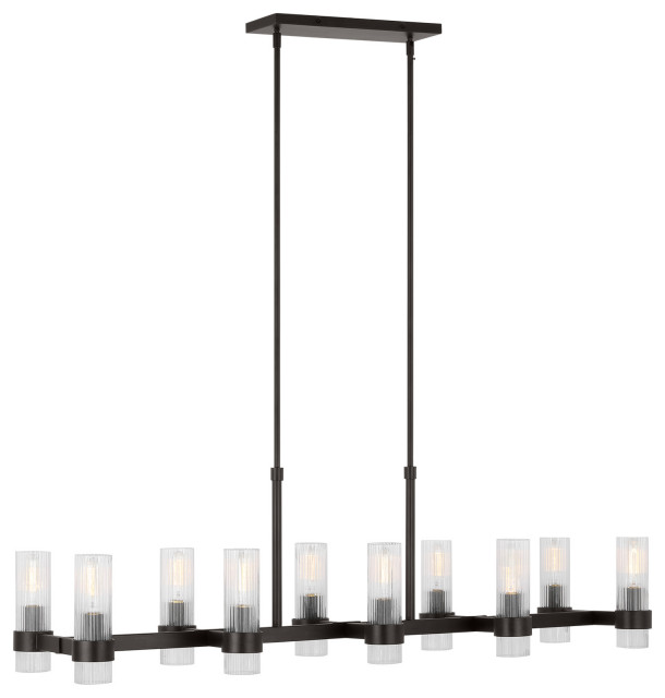 Geneva 10-Light Indoor Linear Chandelier, Aged Iron - Transitional ...