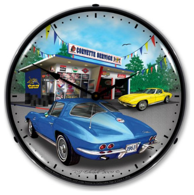 GMRE911230 1963 Corvette Clock - Midcentury - Wall Clocks - by ...