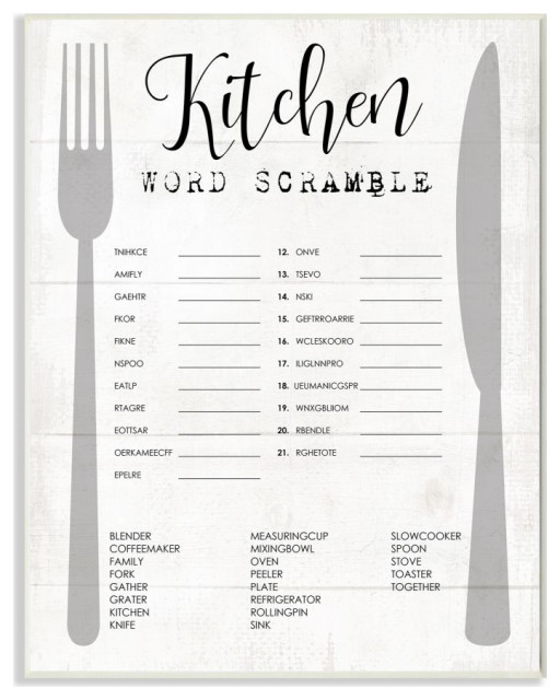 Stupell Industries Kitchen Word Scramble Fun Family Word Design, 13"x19 ...