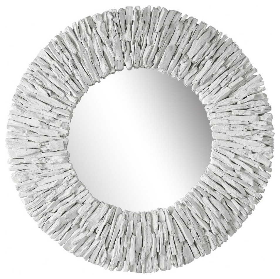 Sunburst Round Sculptural Wall Mirror Natural Fern Materials 39.37 ...