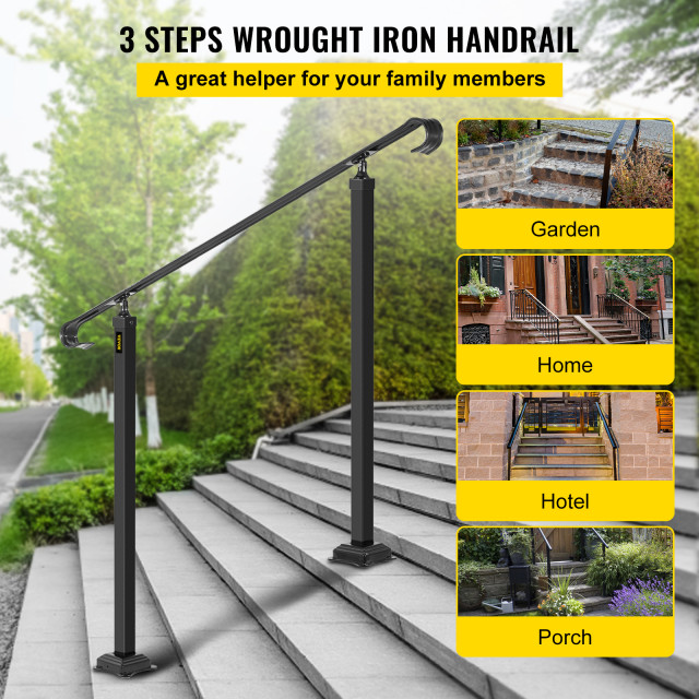 Vevor Stair or Walkway Handrail Wrought Iron, 4.59' - Contemporary ...