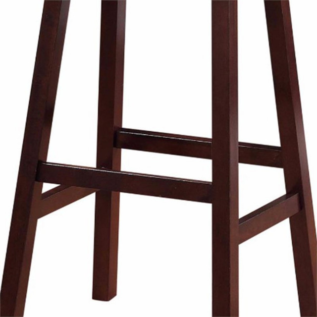 Maklaine 29 inch Wooden Saddle Stool with Slanted Legs in Brown ...