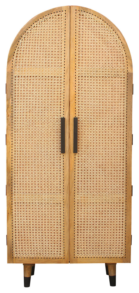 Wood, 81"H Cane Armoire, Brown - Tropical - Accent Chests And Cabinets ...