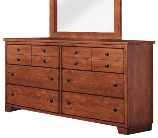 Progressive Furniture Diego 6 Wood Drawer Dresser in Cinnamon Pine ...