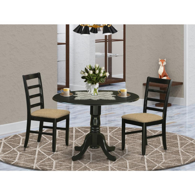 3-Piece Dining Room Set, Table and 2 Chairs, Black - Contemporary ...