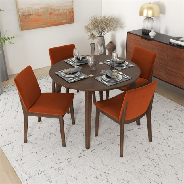 Pala Mid Century Modern 5 Piece Solid Wood Walnut Dining Room Set ...