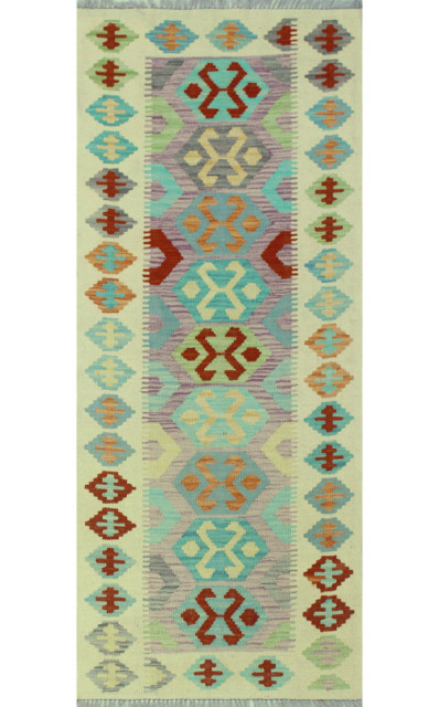 Sangat Kilim Senay Ivory/Rust Runner, 2'6x6'2 - Southwestern - Hall And ...