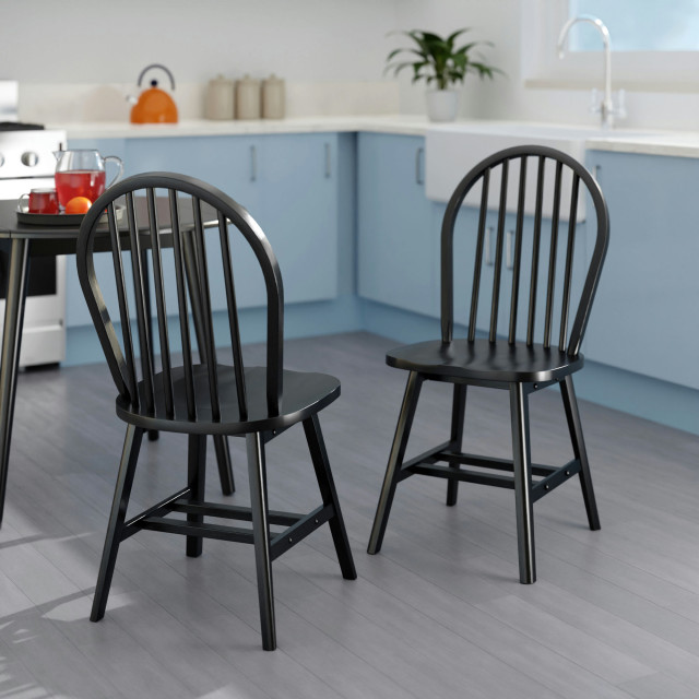Windsor Set of 2 Chair Set, Black - Transitional - Dining Chairs - by ...