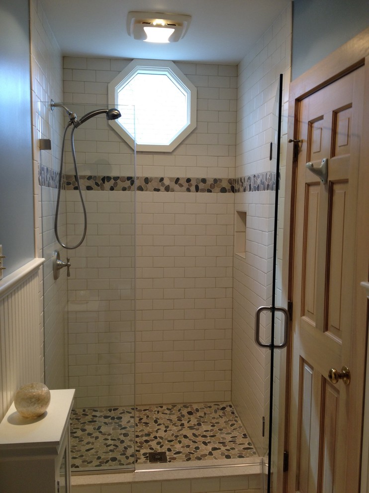 Tile shower enclosure - Beach Style - Bathroom - Boston - by Justin ...