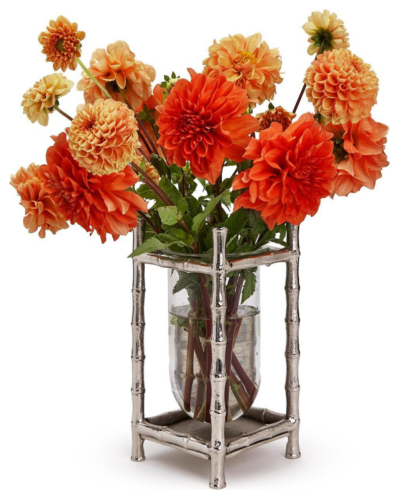 Tozai Home Silver Bamboo Vase with Glass Vessel - Asian - Vases - by ...